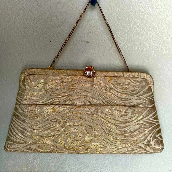 Vintage | Bags | Vintage Midcentury Gold Embossed Fabric Cocktail ...